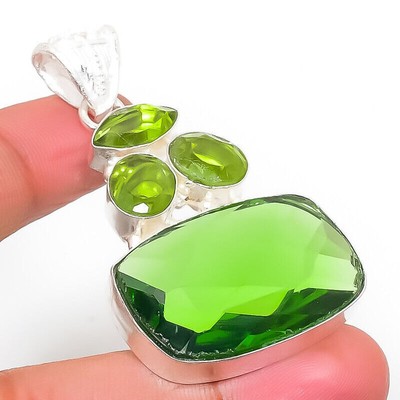 Peridot Gemstone Handmade German Silver Jewelry Pendant 2.09" 15 grm | eBay