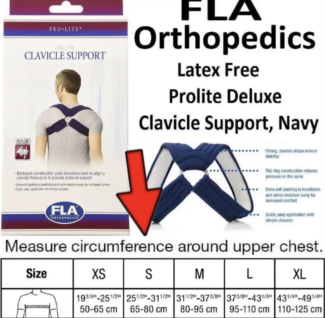 FLA Orthopedics Pro Lite DELUXE Clavicle Back Support Fibromyalgia ...