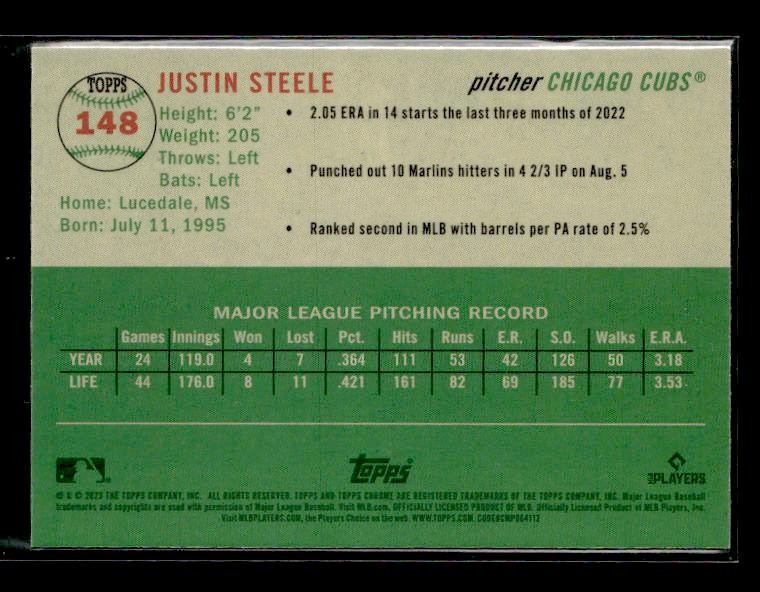 2023 Topps Chrome Platinum Anniversary #148 Justin Steele Rookie ...