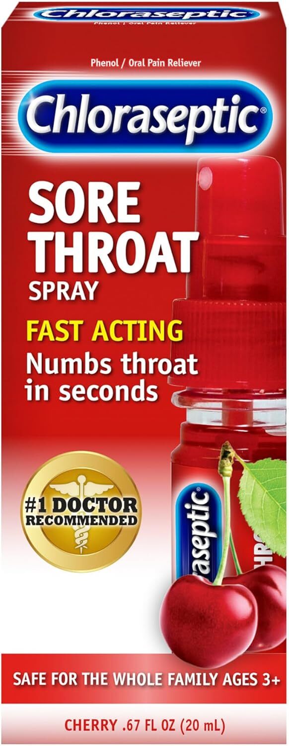 Chloraseptic Sore Throat Spray, Cherry, Pocket Pump 0.67 fl oz, 1 ...