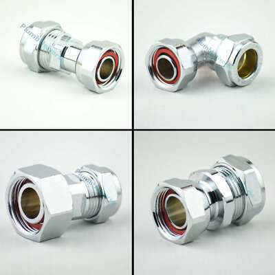 Chrome Plated Tap Connector Compression Straight, Elbow 15x1/2" 22x3/4 ...