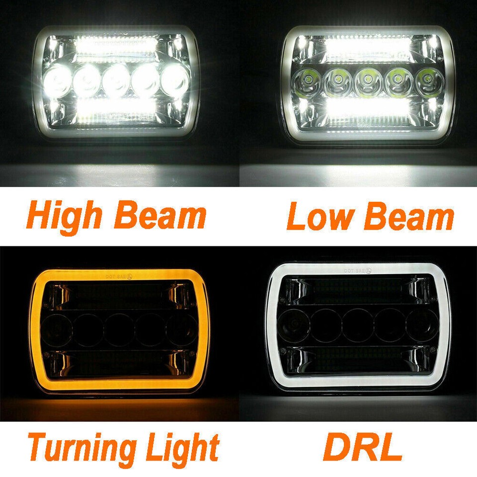 For Ford F150 F250 F350 Ranger 1976-1986 Pair 5x7" 7x6"LED Headlights ...