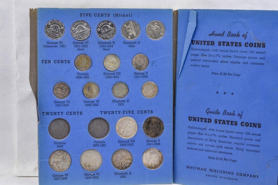 Partial fill Whitmans blue Book Canada Type collection 31 coins many 80 ...