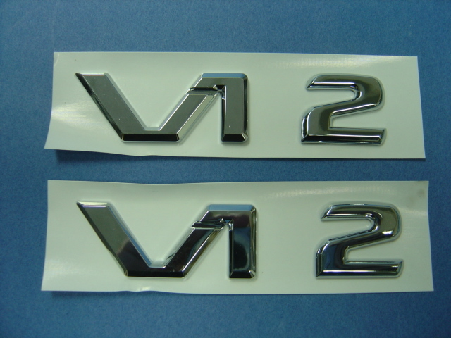 TWO CHROME * V12 * LETTER EMBLEM BADGES MERCEDES BENZ S600 S65 AMG GTR ...