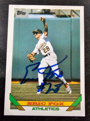 1993 Topps #46 Eric Fox Autographed Oakland A's Athletics Baseball Card ...