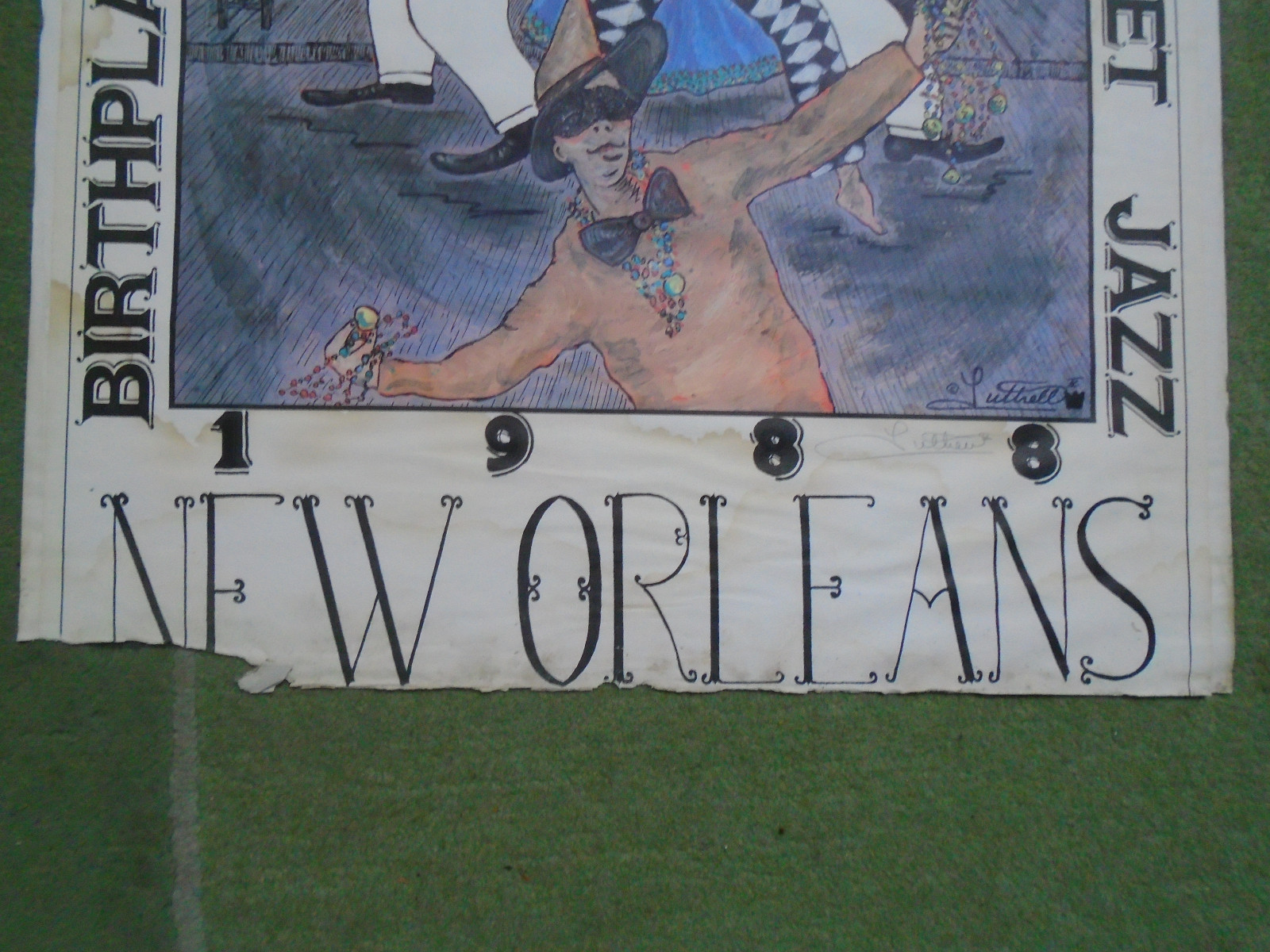 GEORGE LUTTRELL II SIGNED POSTER LITHO - LE MARDI GRAS BASIN STREET ...