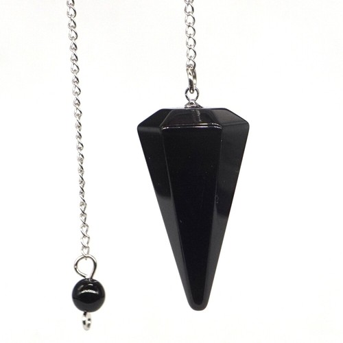 Natural Gems Black Obsidian Bonded Pendulum Healing Crystal Reiki Dowsing Tool | eBay