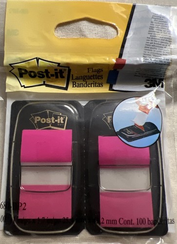 Post-it Standard Page Flags in Dispenser Bright Pink 100 Flags ...