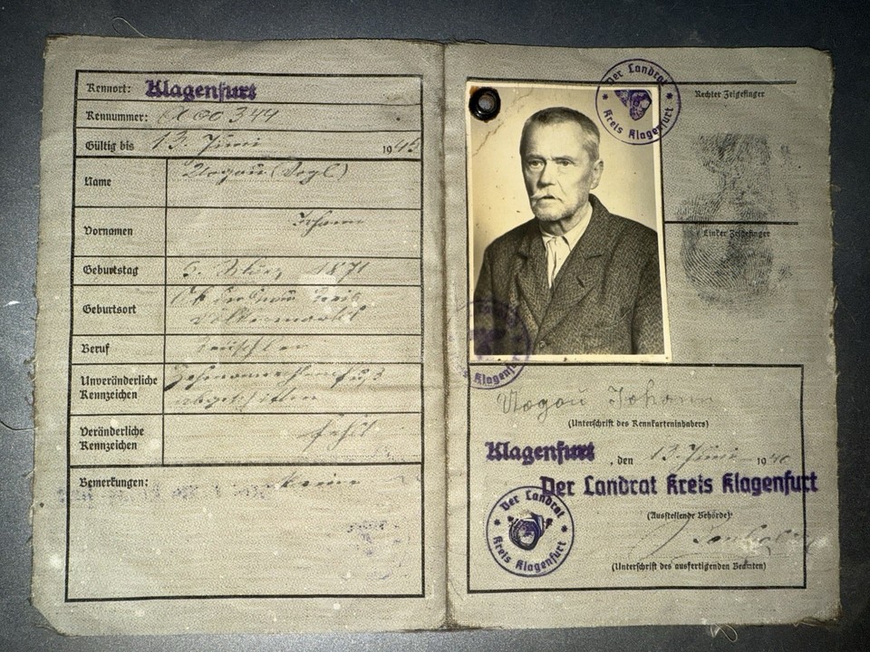 WWII GERMAN IDENTIFICATION CARD KENNKARTE | eBay