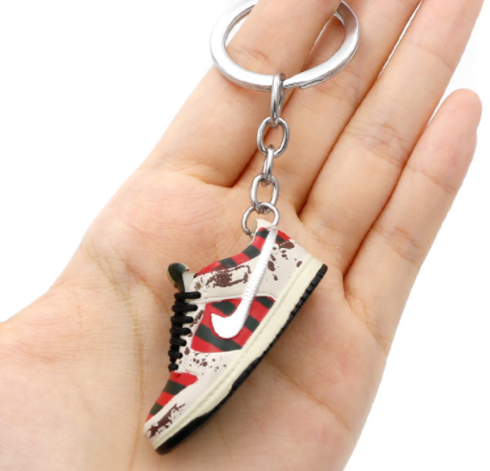 Low SB Dunk 3D mini shoe keychain Freddy Krueger Inspired keyring Hand ...