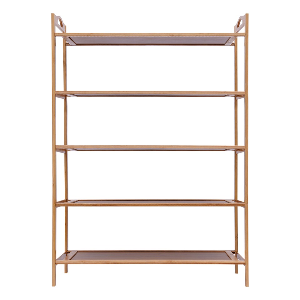 5 Tier Shoe Rack Bamboo MDF Entryway Shoe Shelf Cabinet Shoe Storage ...