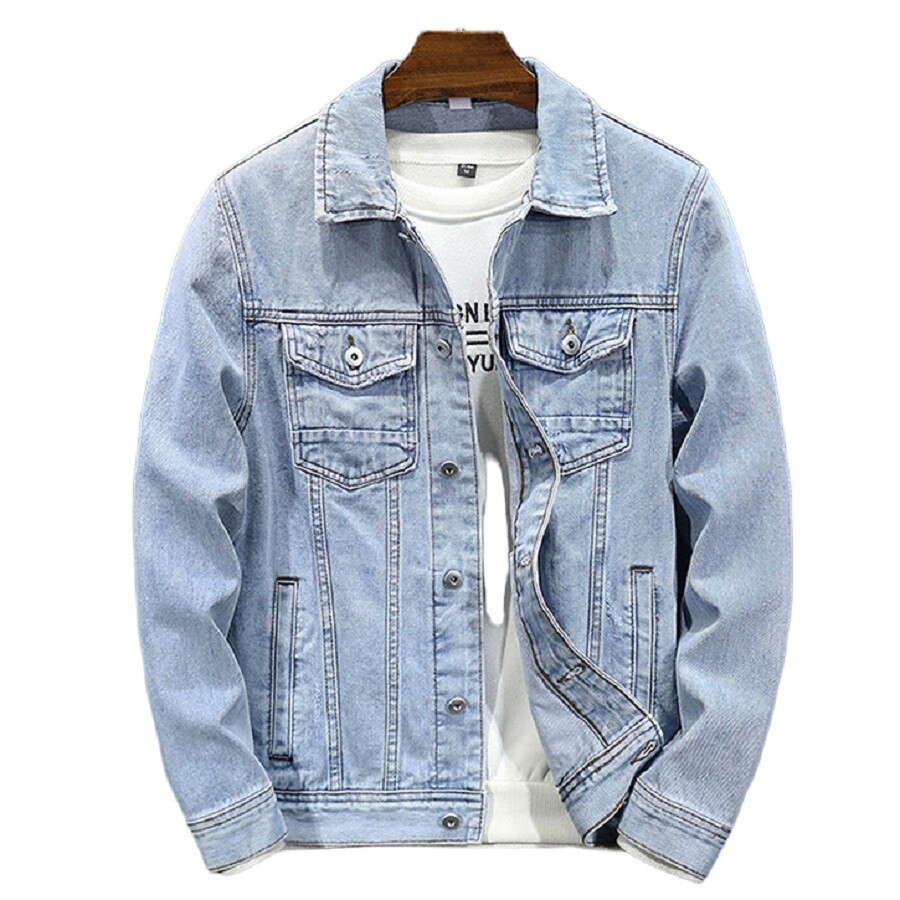 Mens Blue Denim Jacket Lightweight Jeans Collared Top 4 Pockets Sizes ...