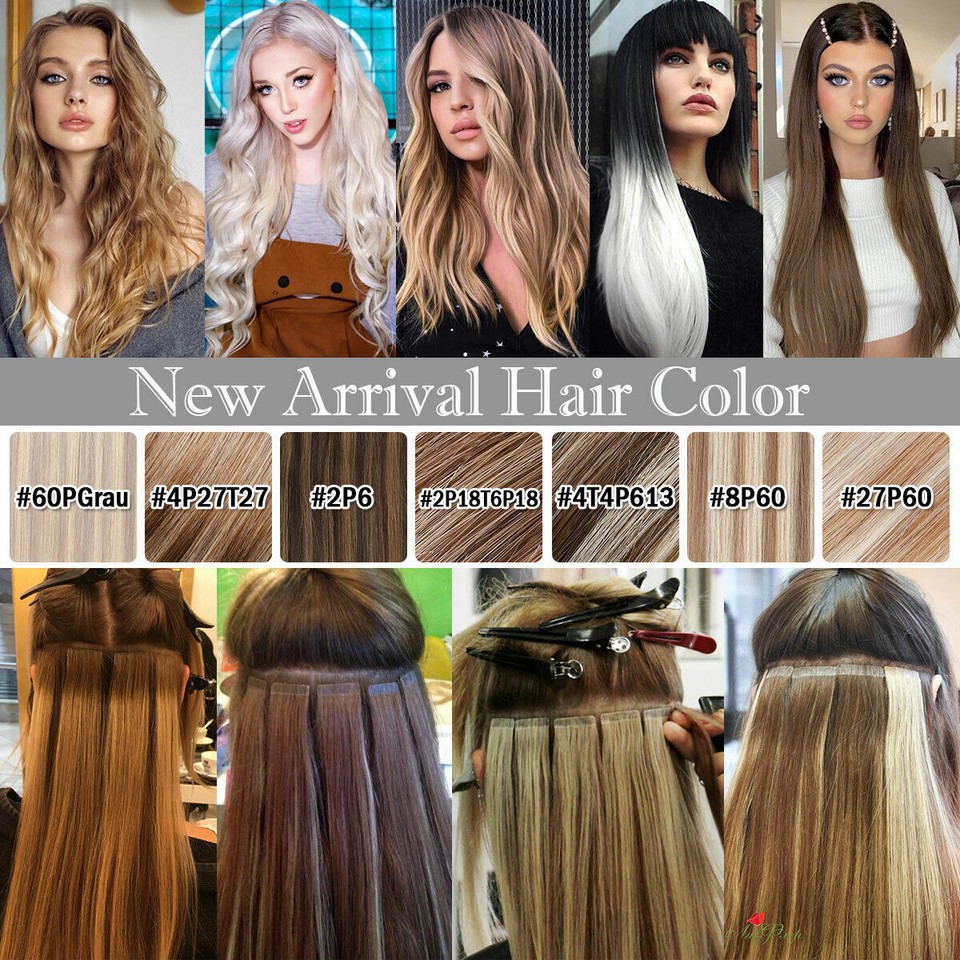 40PCS Thick Russian Skin Weft Tape In Real Remy Human Hair Extensions ...