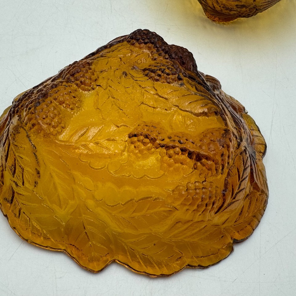 Set of 2 Indiana Glass Bowl Carnival Amber Triangle Candy Nut Dish ...