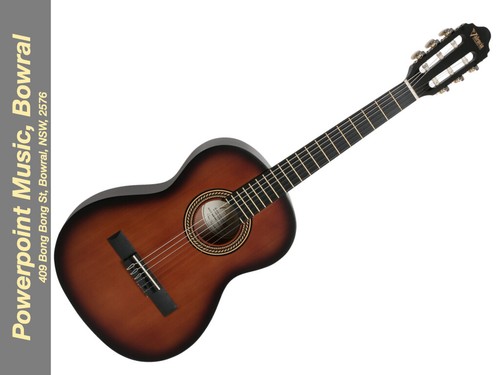 Valencia VC204HCSB 4/4 Size Hybrid Nylon String Guitar - Sunburst Thin ...