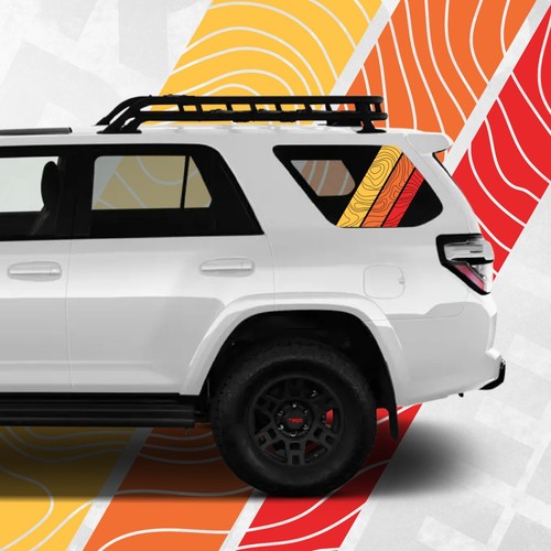 Toytota 4runner rear topographic window decals - Retro TRD stripes | eBay