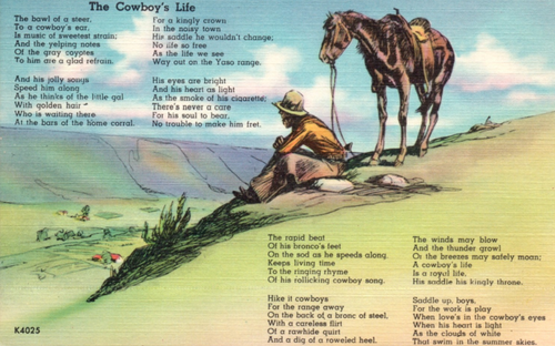 The Cowboys Life Poem With Horse Vintage Postcard | eBay
