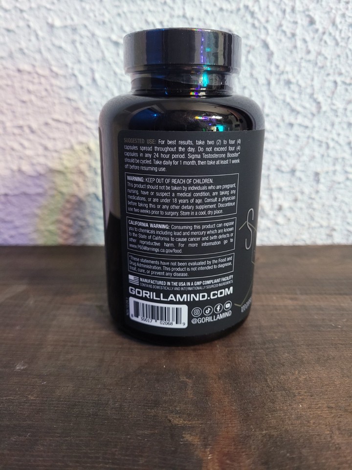 SIGMA; Testosterone Booster; Gorilla Mind; Exp. 02/27; 120 Capsules ...