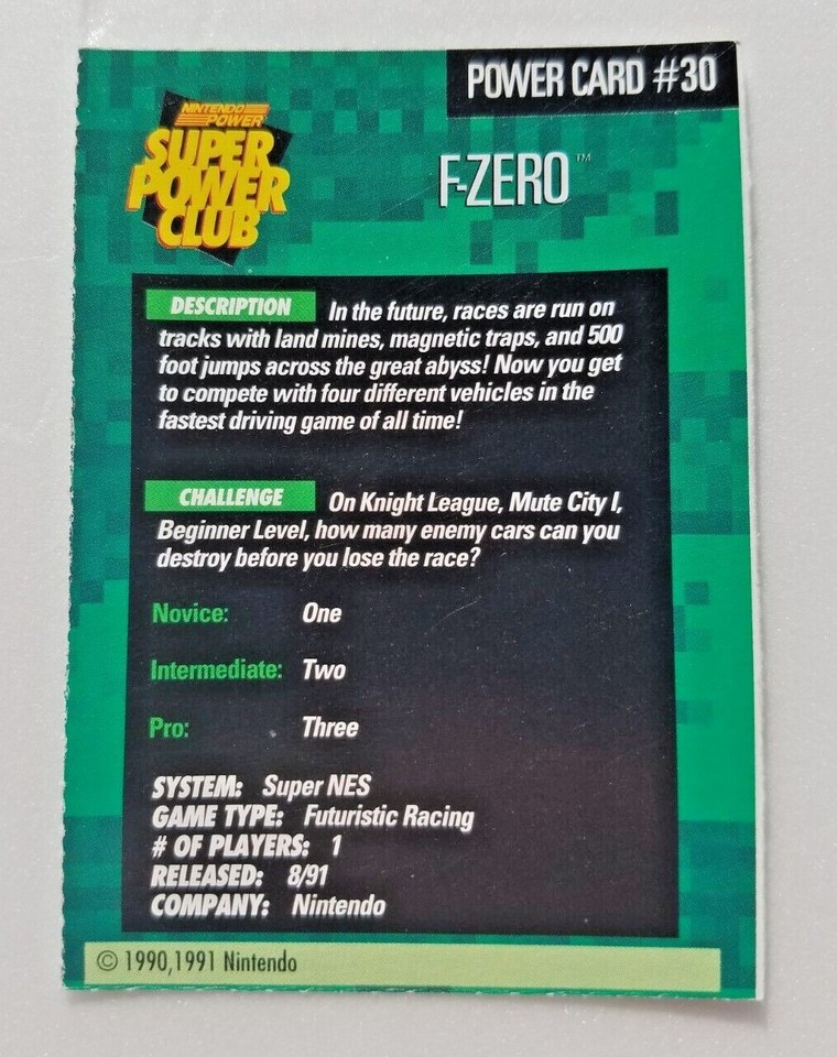 Nintendo Power - Super Power Club Cards - You Pick (from drop-down ...