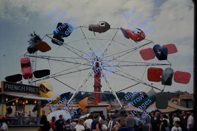 1953 35mm slide York County Fair Pennsylvania Carnival Plane Ride Crowd ...