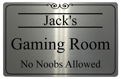 Personalised Name Gaming Room No Noobs Allowed Metal Aluminium Sign ...