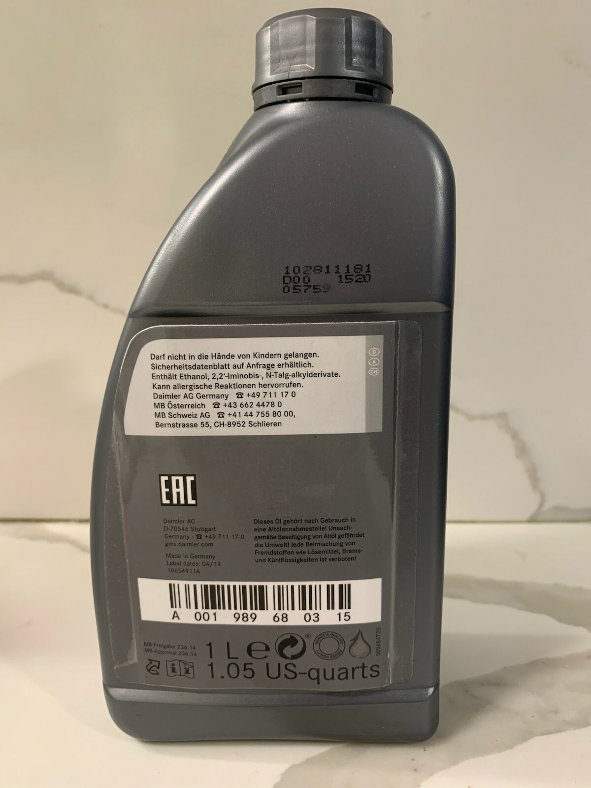 Genuine Mercedes-Benz Automatic Transmission Fluid MB 236.14 for sale ...