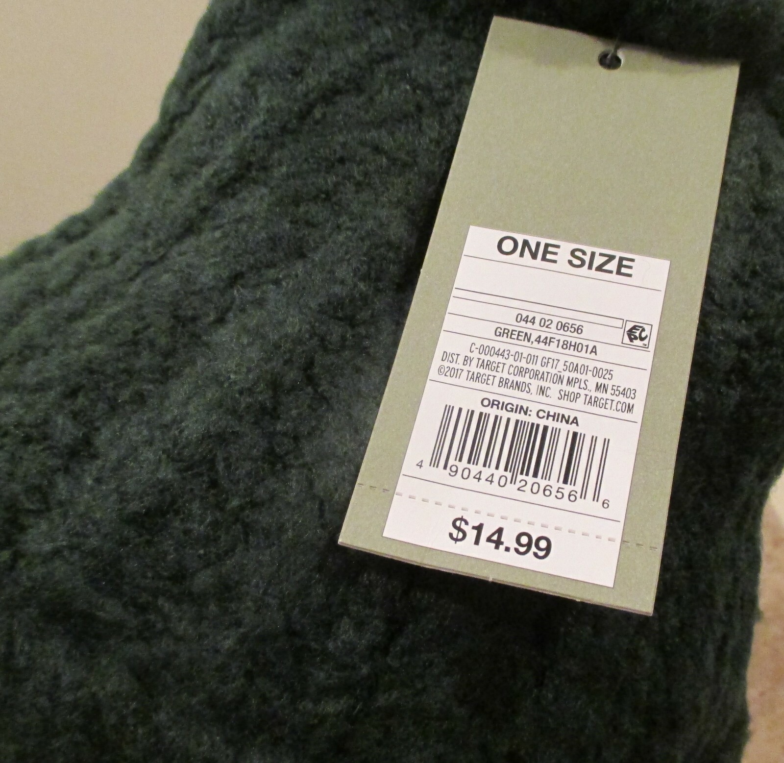 Men's Fluffy Cable Cuffed Beanie One Size Green Goodfellow and Co for ...