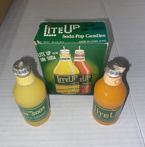 Vintage NOS Set of 2 Small Soda Pop Candles Lite Up Fruit Scented made ...