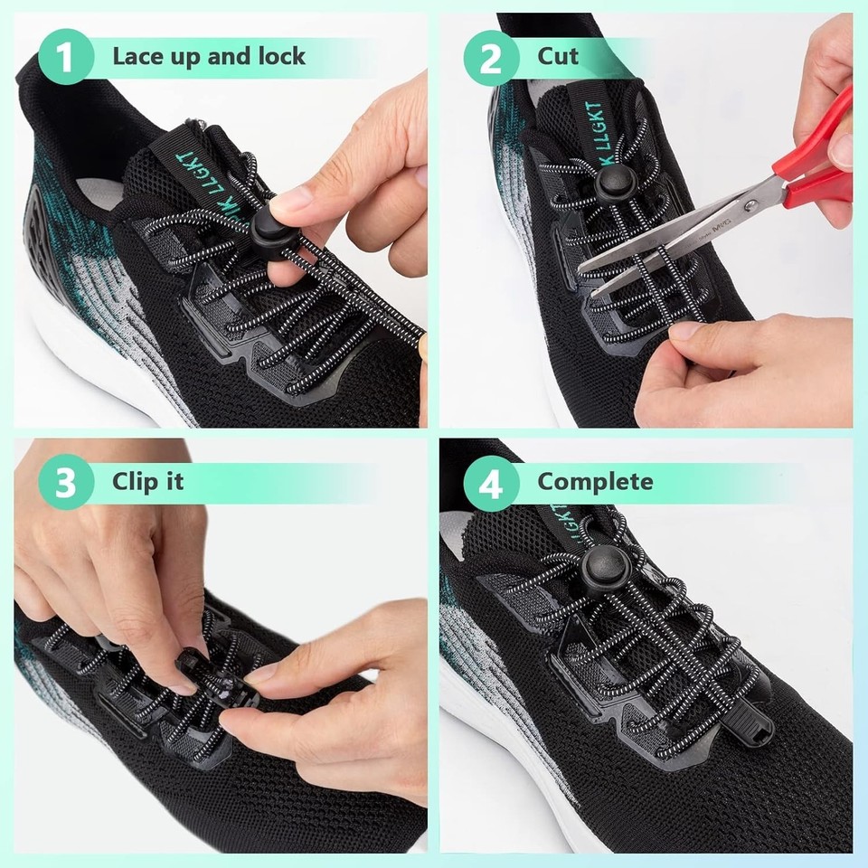 1 Pair / 5 pairs No Tie Shoe Laces for adults, Elastic Shoe laces ...