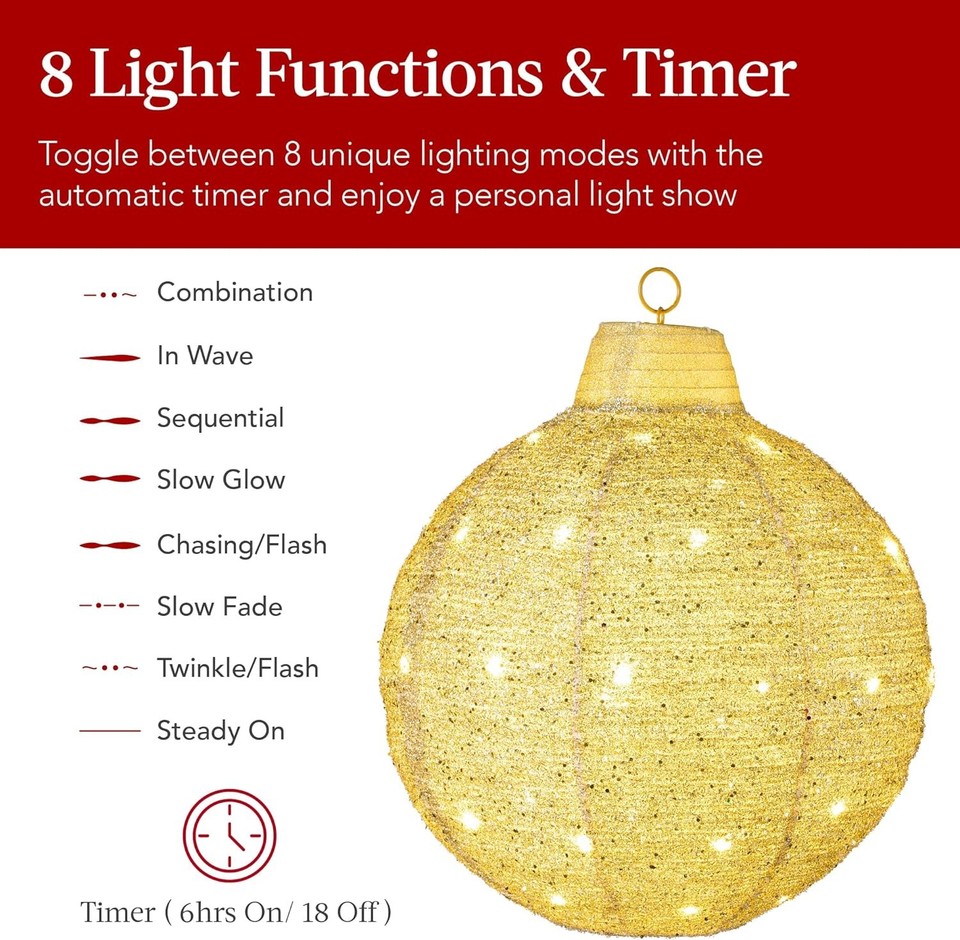 Best Choice Products 3pc Lighted Pop-Up Outdoor Hanging Christmas Gold ...