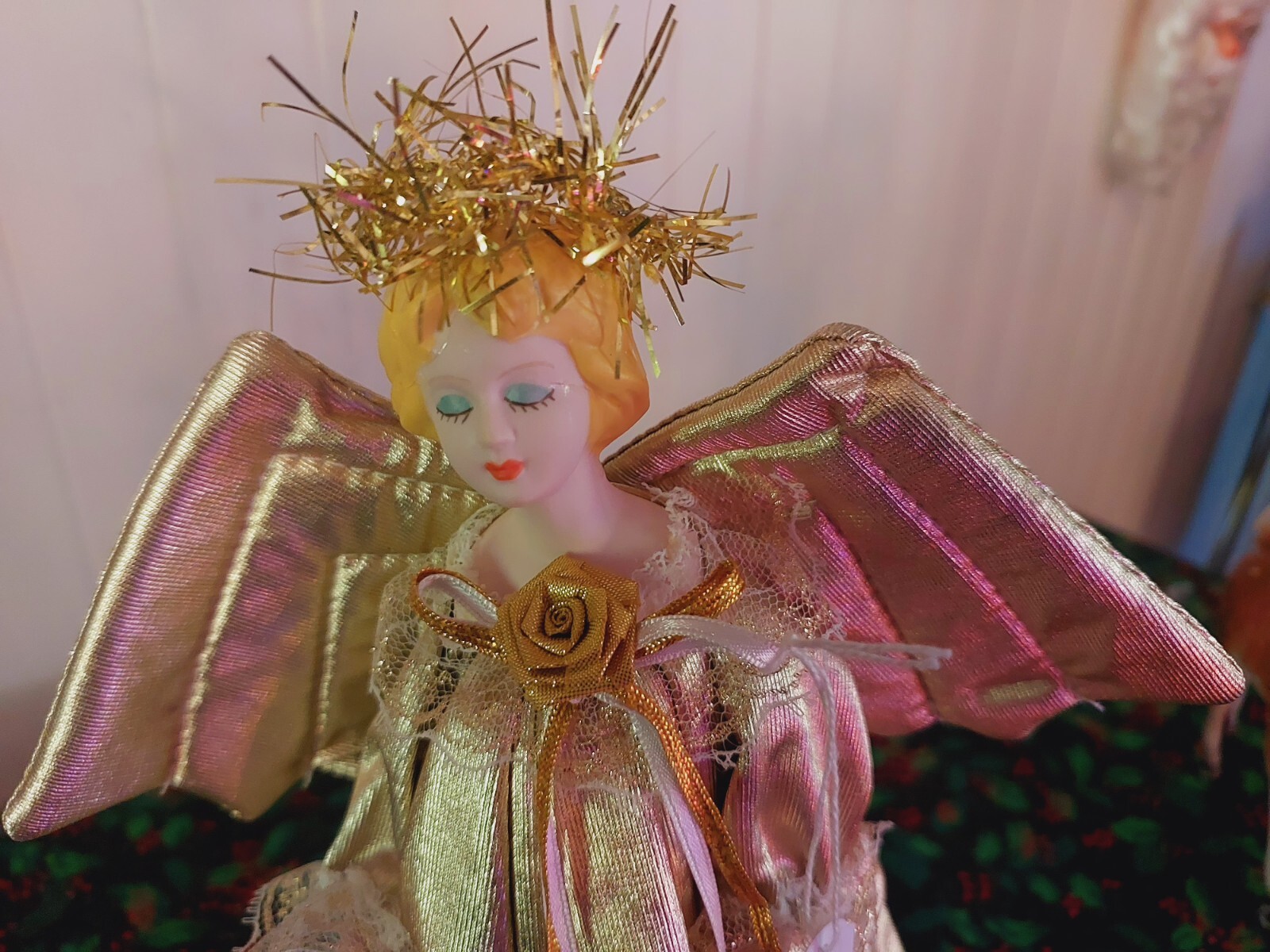 Vintage Christmas Gold Angel Tree Topper/ Porcelain / Collectable ...