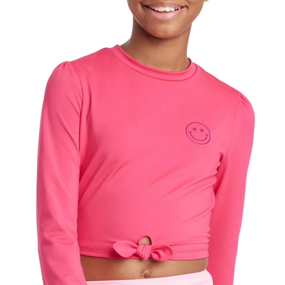 IIH) Girls' Smiley Face Long Sleeve Rash Guard Swim Top - art class ...