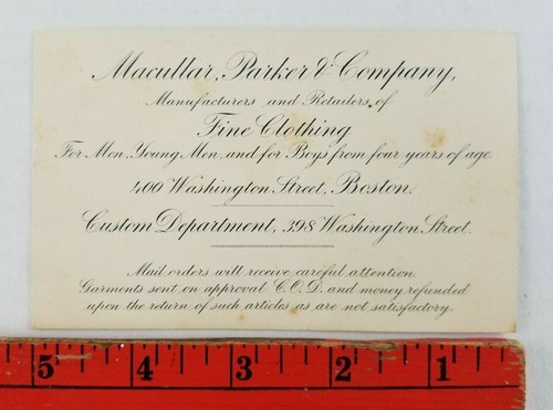 Vintage 1900's Parker Company Fine Clothing Boston Massachusetts ...