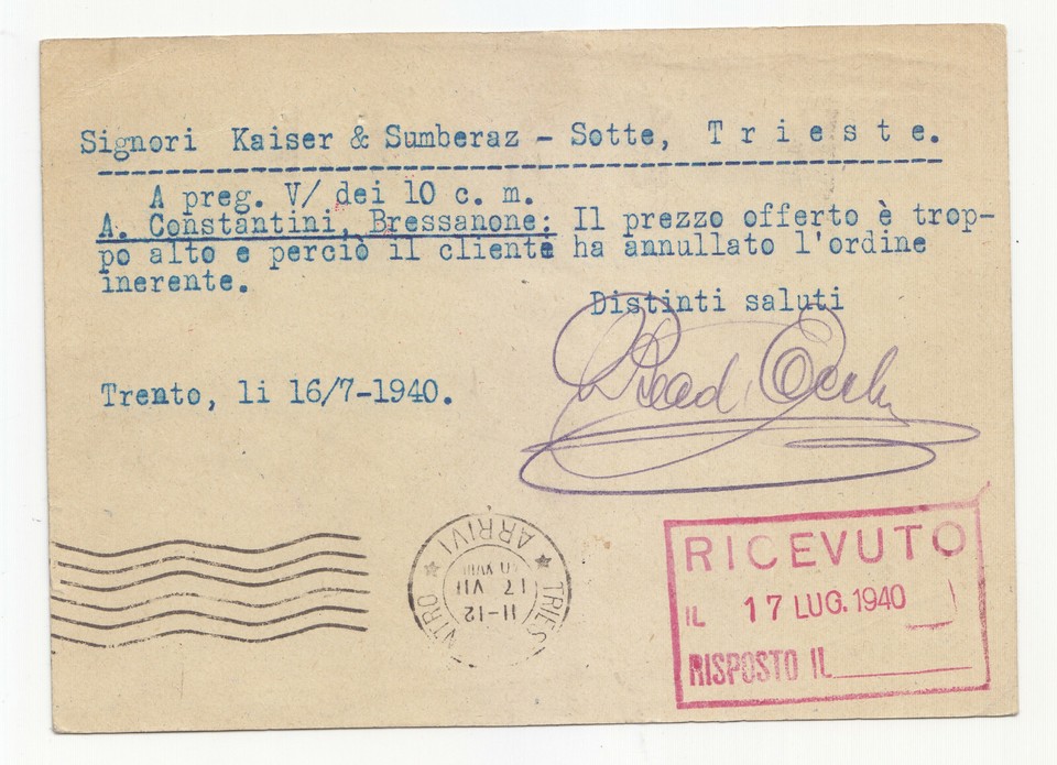 QQ322-Gelegentlicher Stempel Triest Auf CP 30 Cent 1940 | eBay