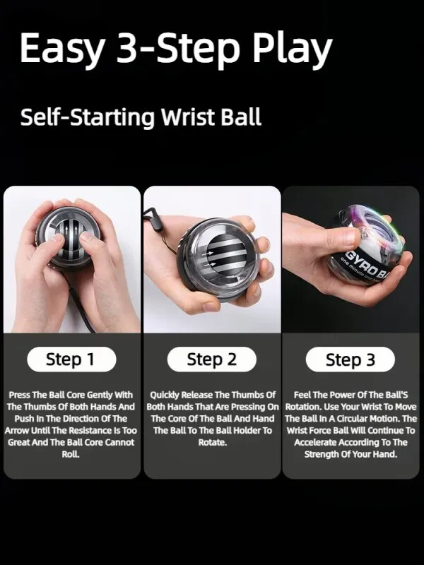 Self-Starting Wrist Gyro Ball Power Trainer Ball Wrist Strengthening ...