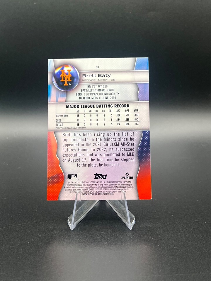 2023 Topps Bowman Platinum BRETT BATY ROOKIE CARD METS #58 | eBay