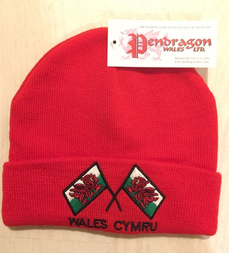 Welsh Dragon Beanie Hat Wales Cymru Red With Red Dragon Embroidery ...