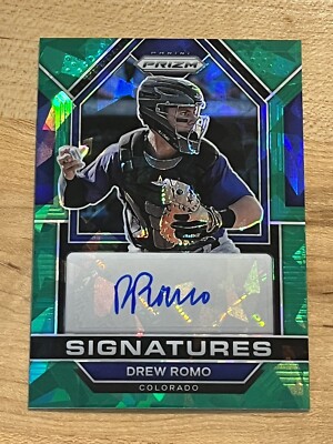 2023 Panini Prizm Baseball Drew Romo Green Cracked Ice Auto | eBay