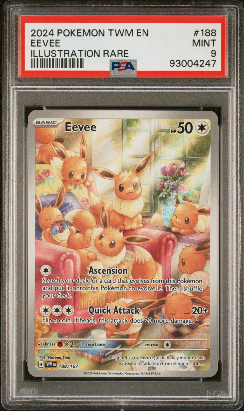 PSA 9 Eevee 188/167 IR Twilight Masquerade TWM Pokemon Card MINT | eBay