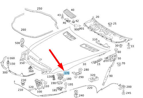 NEW MERCEDES-BENZ S W221 ENGINE HOOD UPPER PART LOCK A2218800260 ...