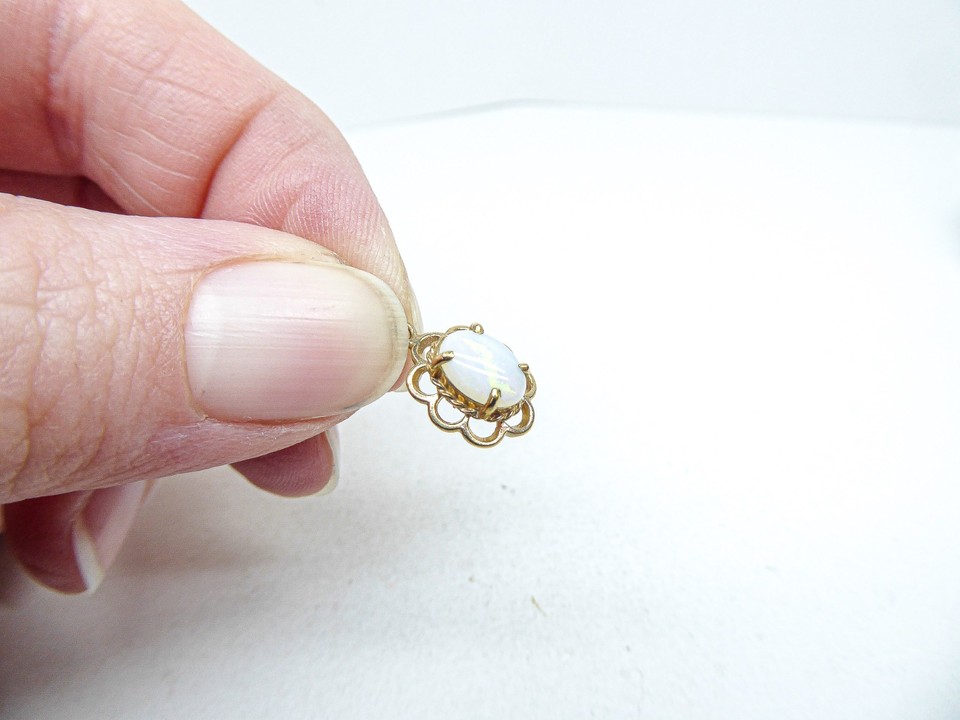 9ct Gold Opal Pendant Cultured Oval Yellow Gold with gift box. | eBay UK