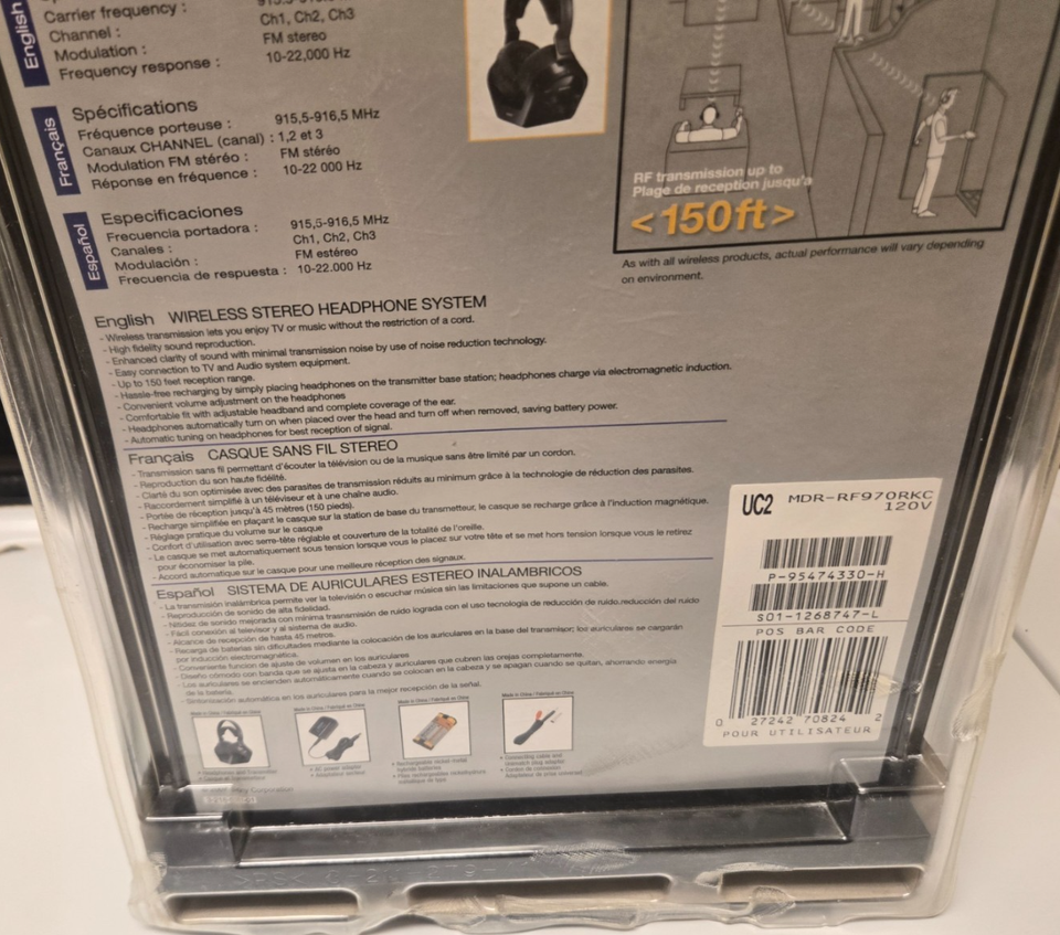 NEW Sony MDR-RF970RK Headband RF Wireless Stereo Headphones ...