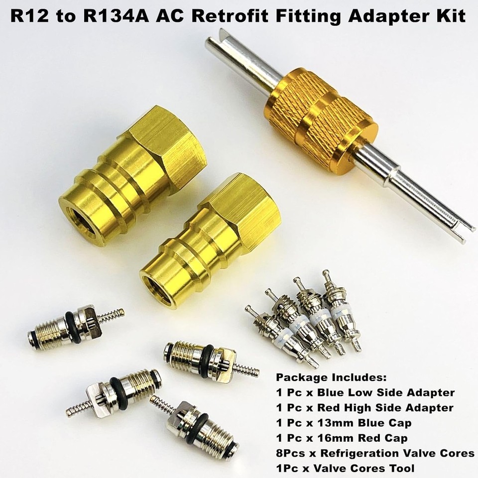 R12 to R134a AC Retrofit Fitting Adapter Kit, A/C Conversion Retrofit ...