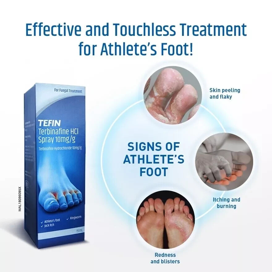 New! 2X TEFIN Terbinafine HCI Spray Fungal Treatment 10mg/g 15ml FREE ...