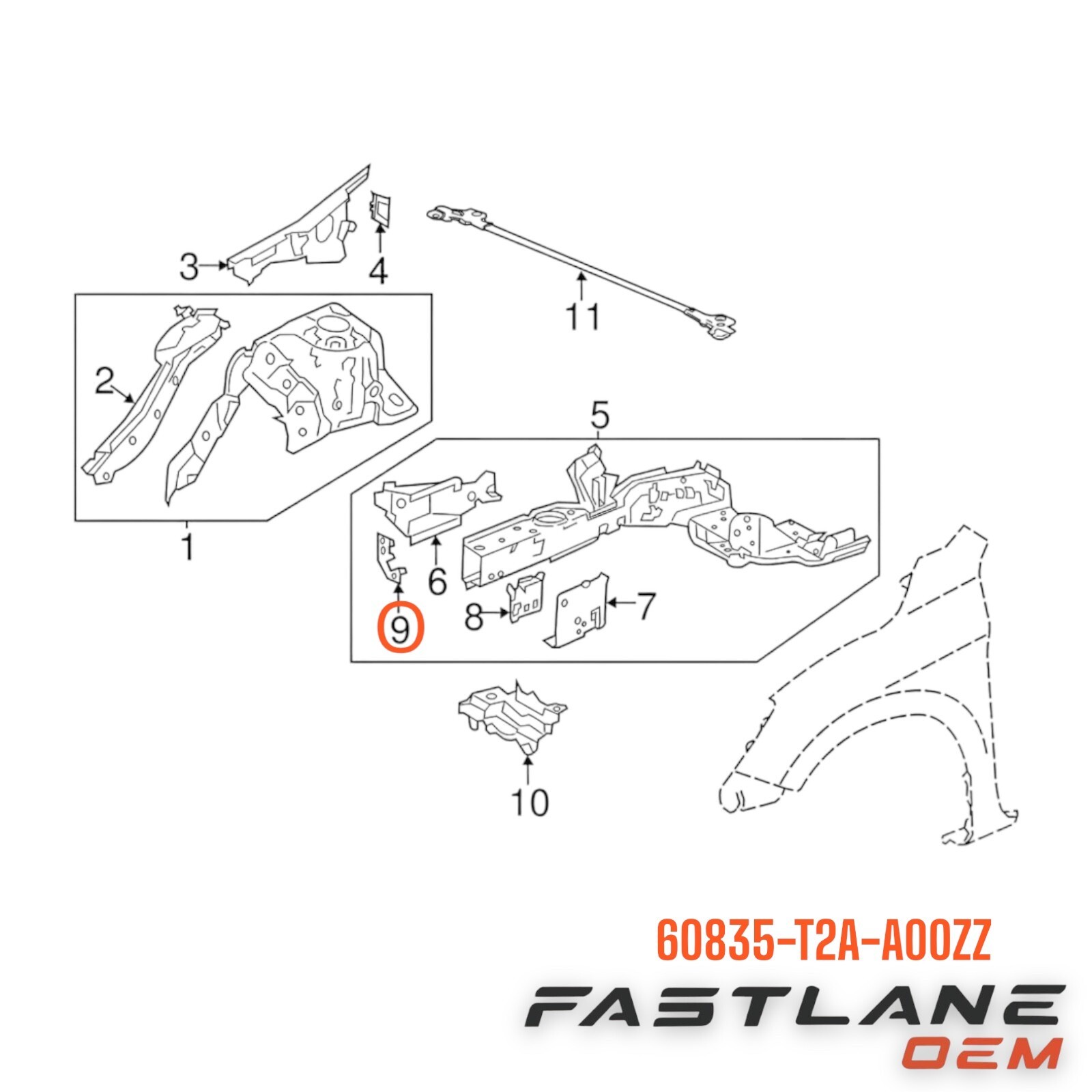 2013-2017 HONDA ACCORD RIGHT FRONT BUMPER BRACKET NEW OEM 60835-T2A ...
