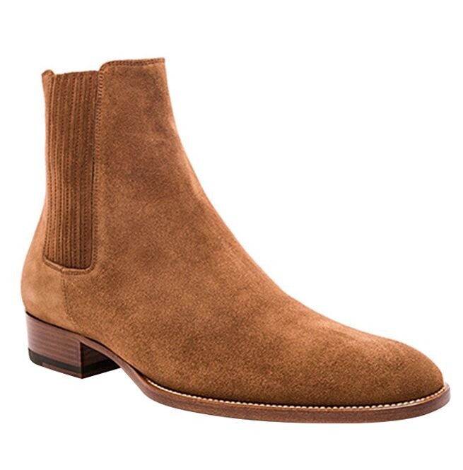 Handmade Mens Tan brown Suede Chelsea boots, Men suede ankle boots ...