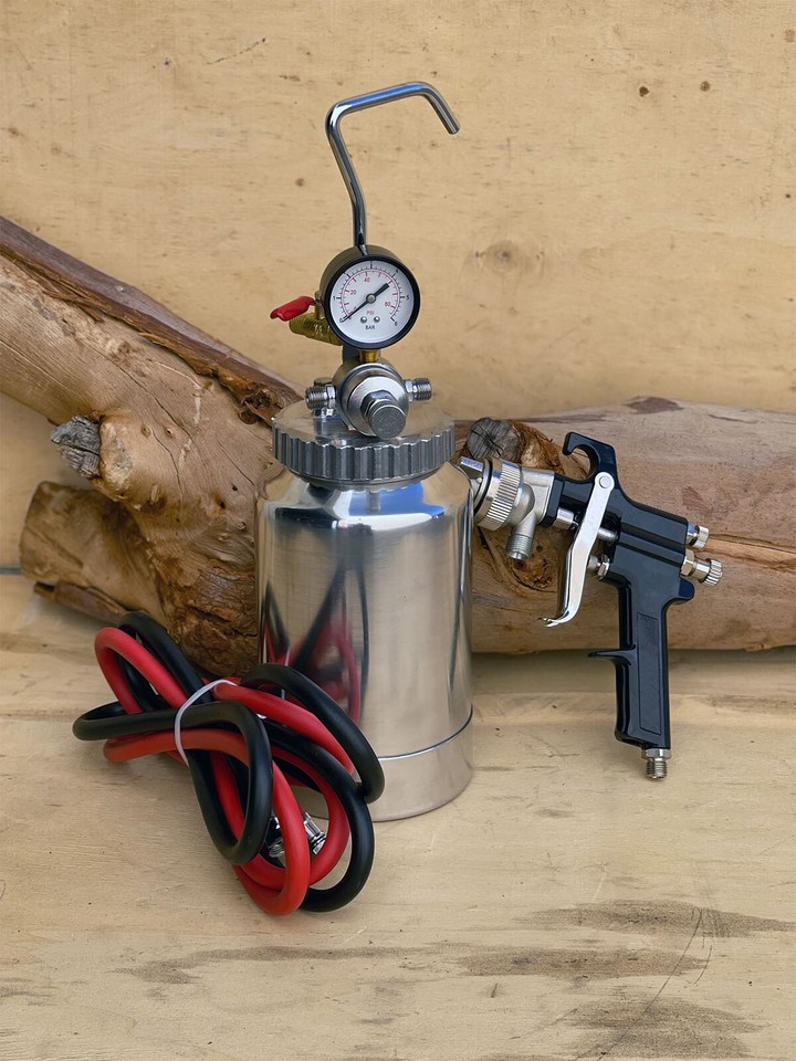 2QT Pressure Pot Air Spray Paint Tank Gun Regulator Gauge Dual Hose Kit ...