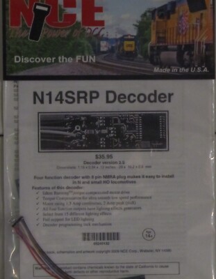 NCE N Scale 524-132 N14SRP DCC Decoder W/ 8 Pin Plug Fits N & HO Scale ...