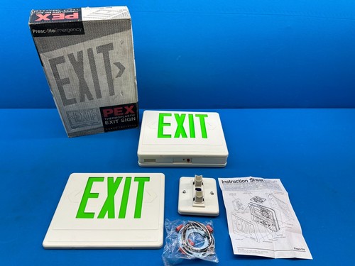 PrescoLite Emergency PEX White LED Thermoplastic Green Letters Exit ...