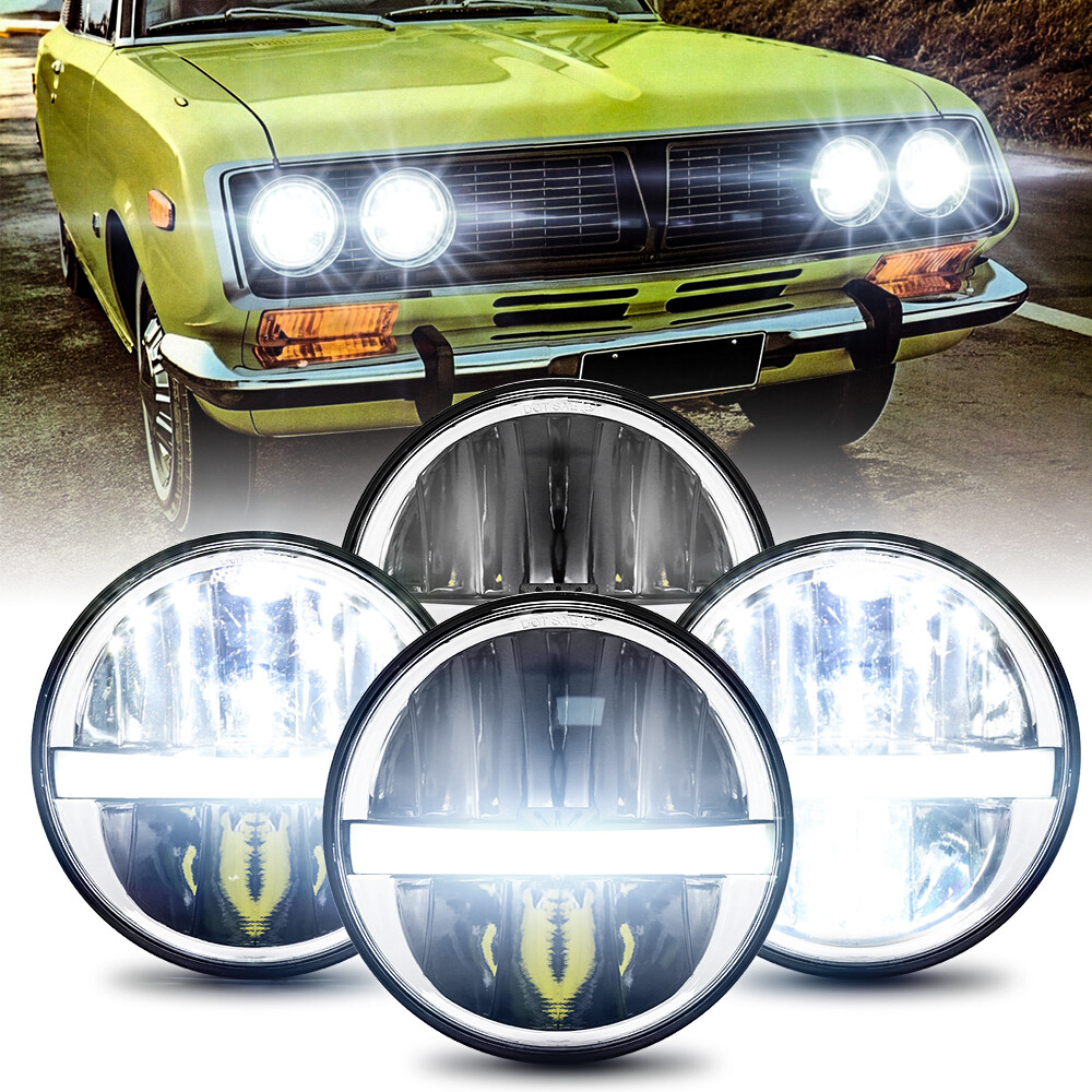 Newest 4PCS 5.75" 5-3/4 LED Headlights DRL for Toyota Corona DLX Wagon ...